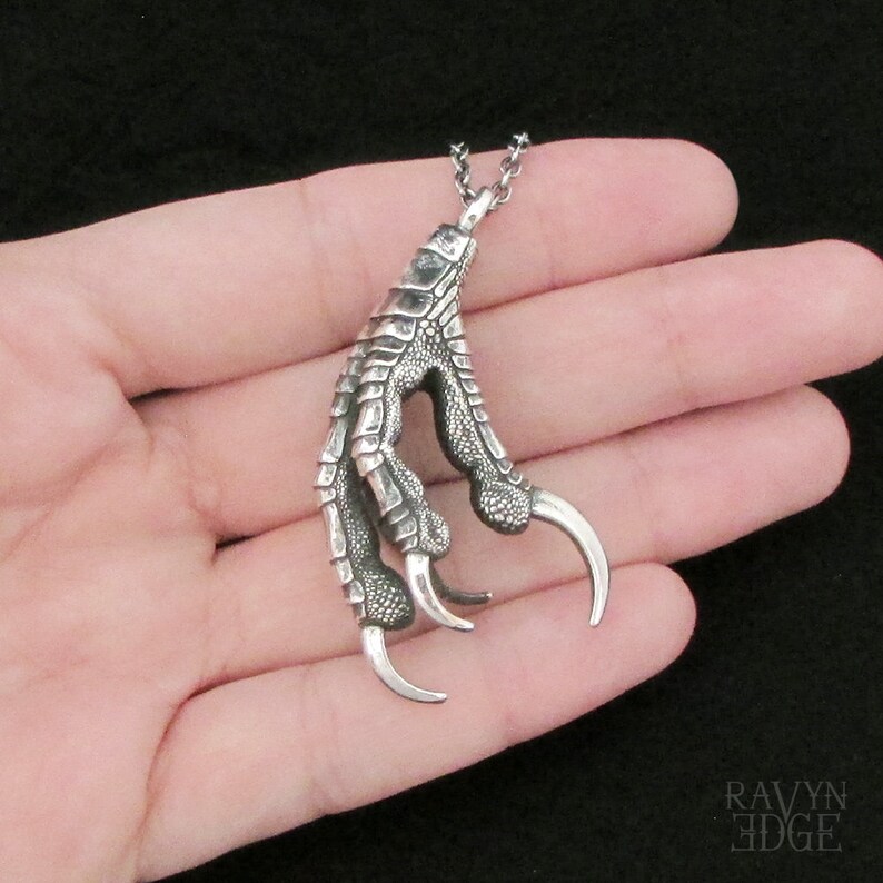 Large Raven Claw Necklace 925 Sterling Silver Crow Foot Mens - Etsy