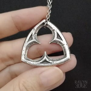 Trefoil Gothic Window Necklace, Sterling Silver Geometric Triangle ...