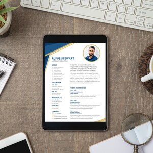 Blue and Gold Resume Template , Creative Resume Template, Clean CV ...