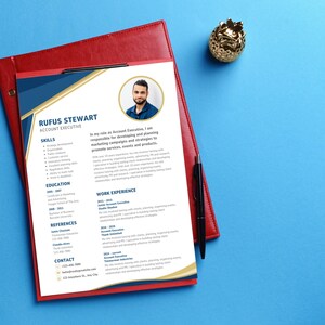 Blue and Gold Resume Template , Creative Resume Template, Clean CV ...