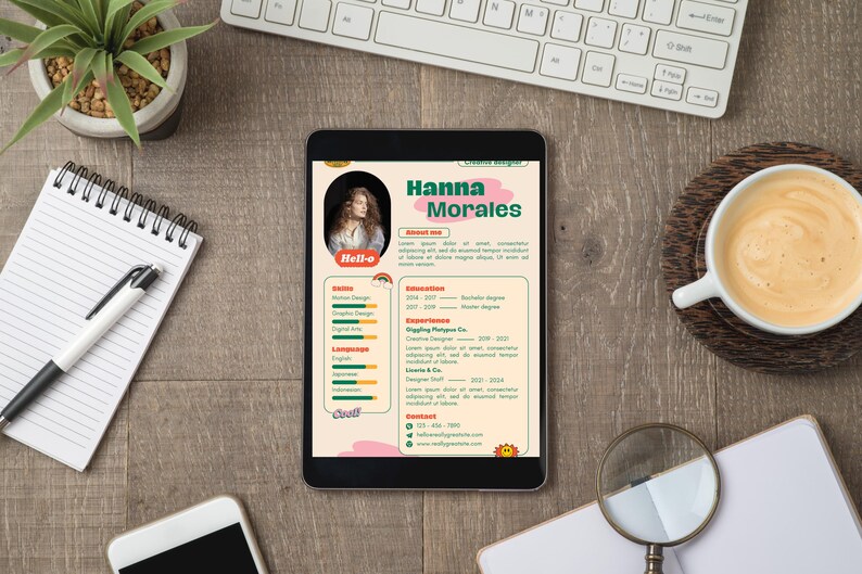 Cream Retro Colorful Creative CV Resume, Creative Resume Template ...