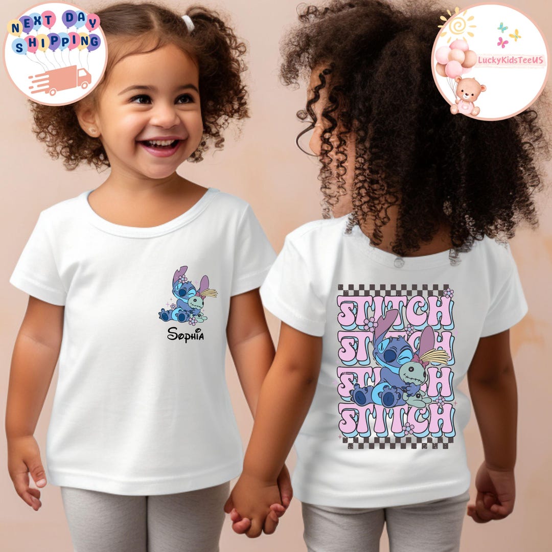 Custom Disney Stitch and Lilo Kids T-shirt, Checkered Stitch Toddler ...