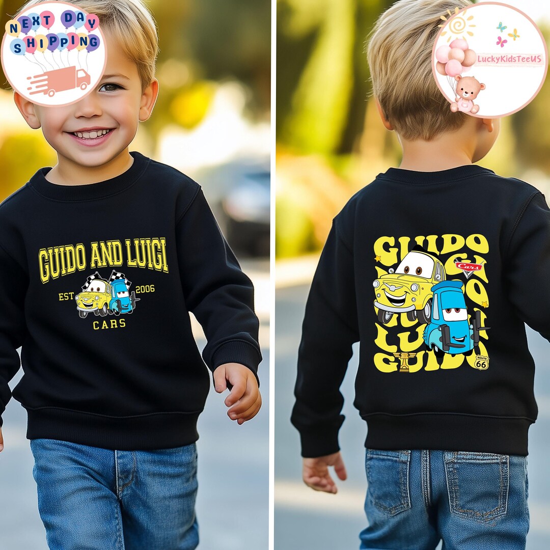 Guido and Luigi Est 2006 Cars Toddler Sweatshirt, Mcqueen and Friends ...