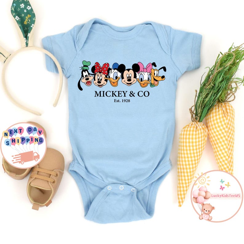 Mickey & Co Est 1928 Kids T-shirt, Mickey and Friends Baby Bodysuit ...