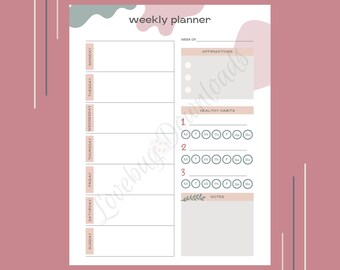 Colorful Weekly Planner and Habit Tracker Bundle PDF - Etsy