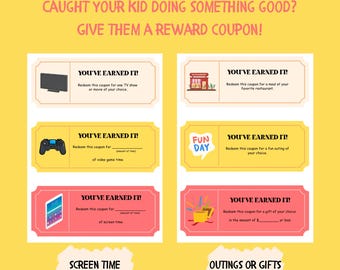 Printable Reward Coupons for Kids - Etsy