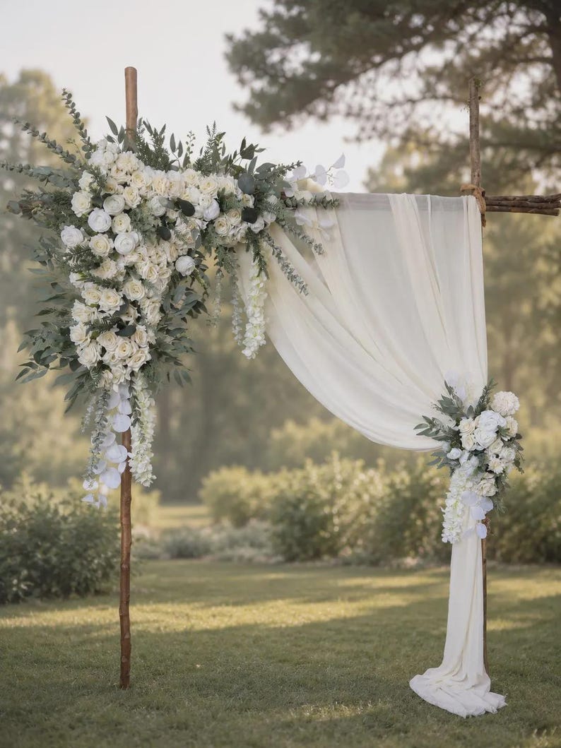 Ivory Wedding Arch Flower With Eucalyptus, Rustic Weddingflower Archway ...