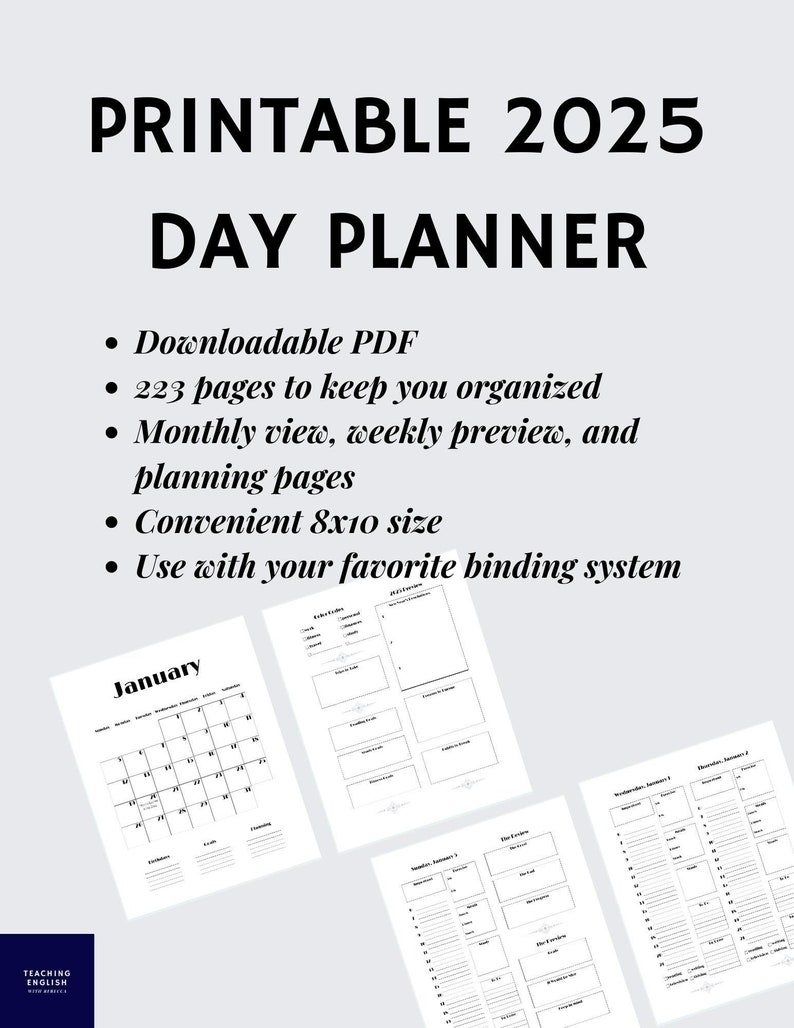 Printable 2025 Day Planner - Etsy