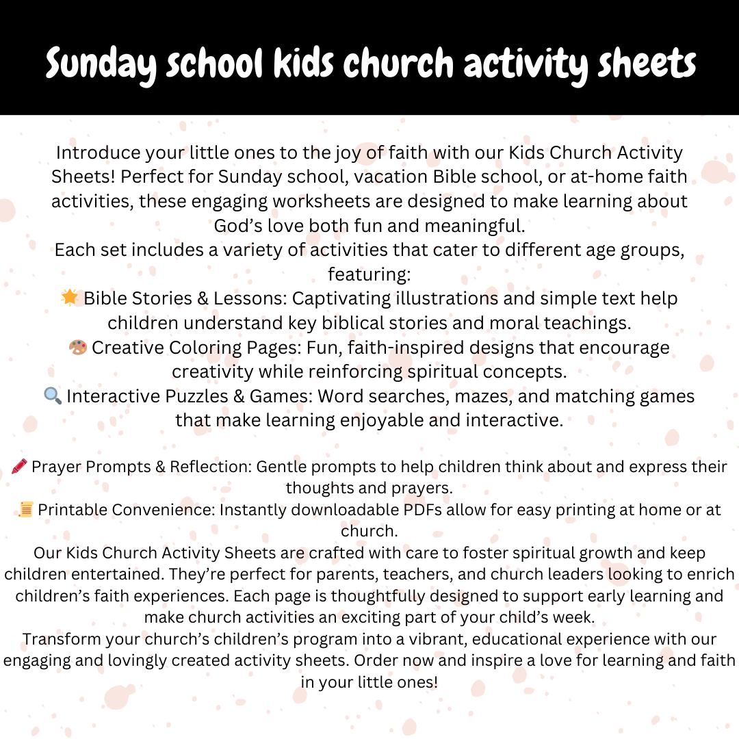 Sunday School Kids Church Activities, Printable Sheets for Kids Church ...