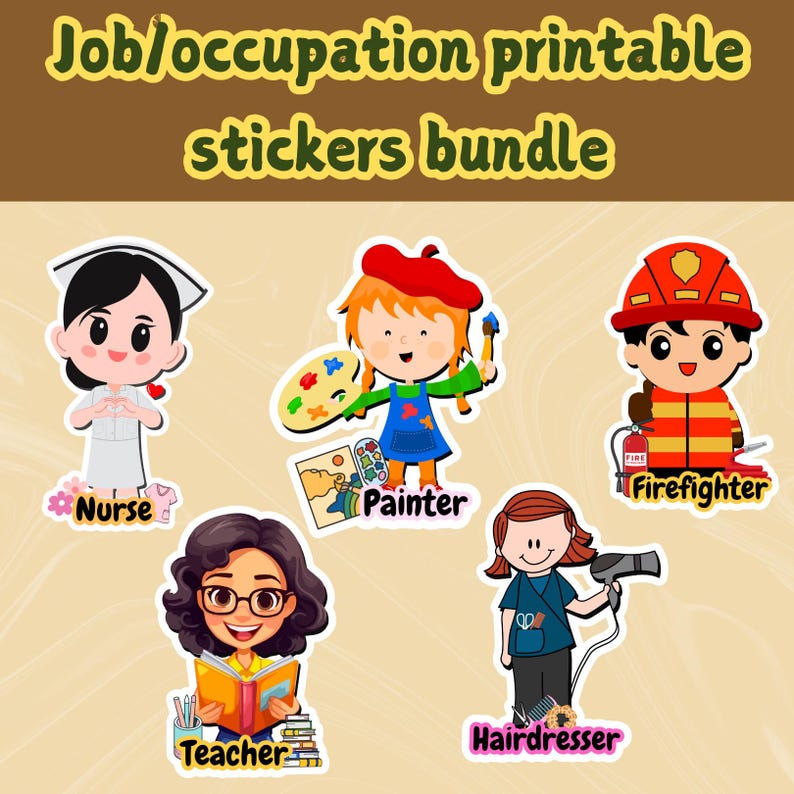 Occupation Printable Stickers for Kids/ Digital Printable Stickers ...