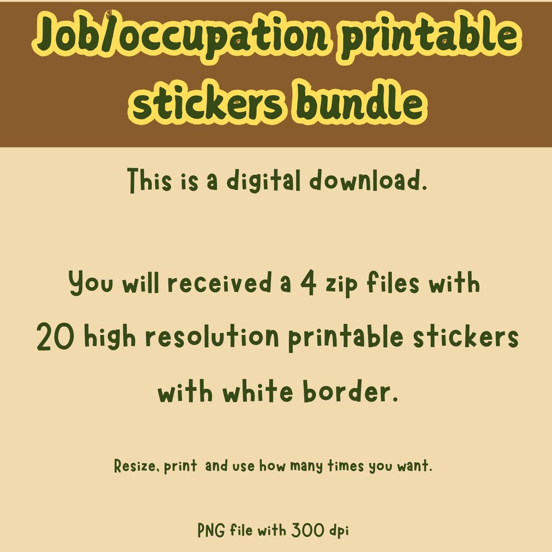 Occupation Printable Stickers for Kids/ Digital Printable Stickers ...