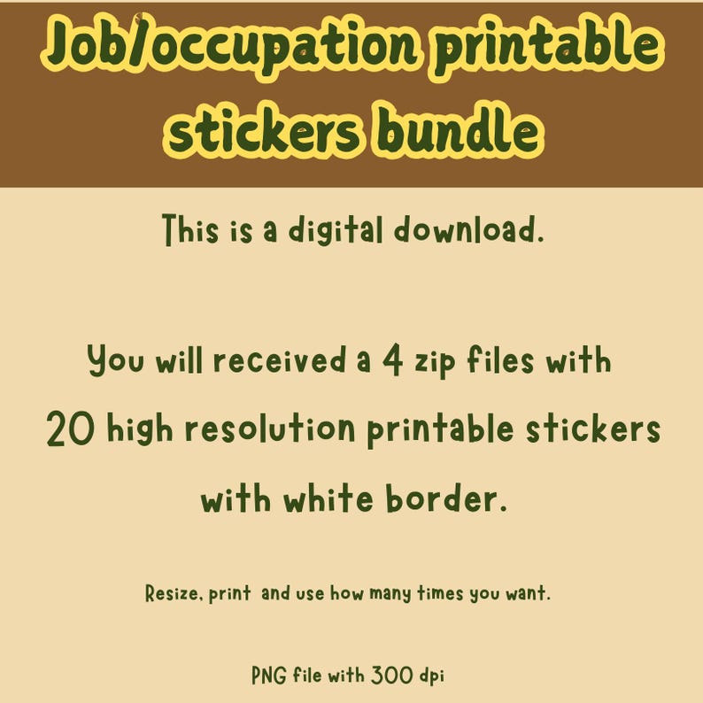 Occupation Printable Stickers for Kids/ Digital Printable Stickers ...