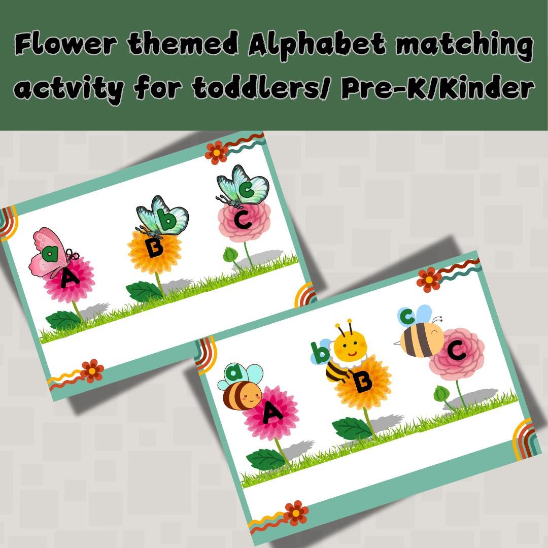Flower, Bees and Butterfly Alphabet Matching Activity for Toddlers ...