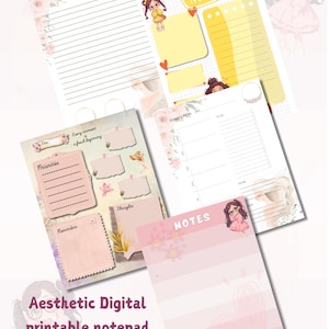 Pink Digital Printable Notepad and Weekly Planner / Yellow Memo Pad ...