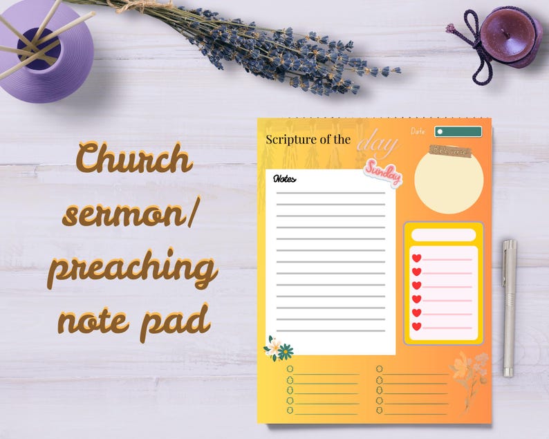 Preaching Printable and Digital Notepad/ Church Note Taking Notepad ...