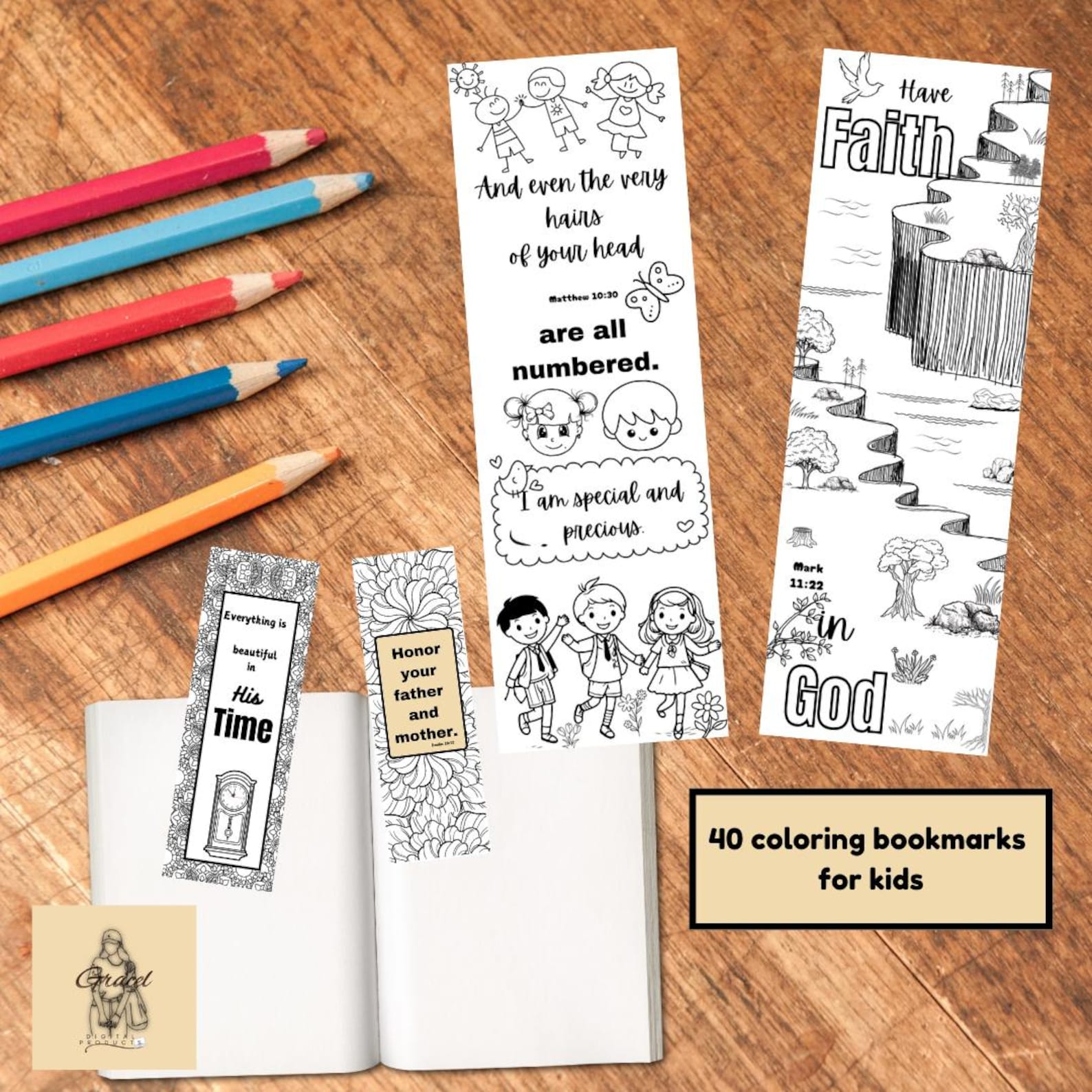 Bible Based Colouring Bookmarks for Kids, Sunday School Printable Kids ...