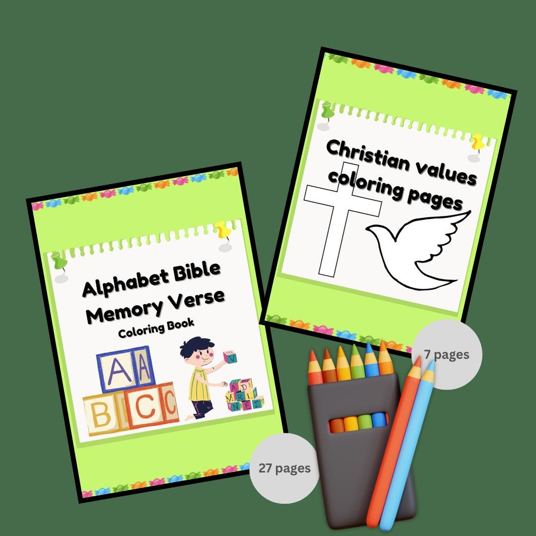 Bible Verse Memory Verse Alphabet and Christian Values Coloring Book ...