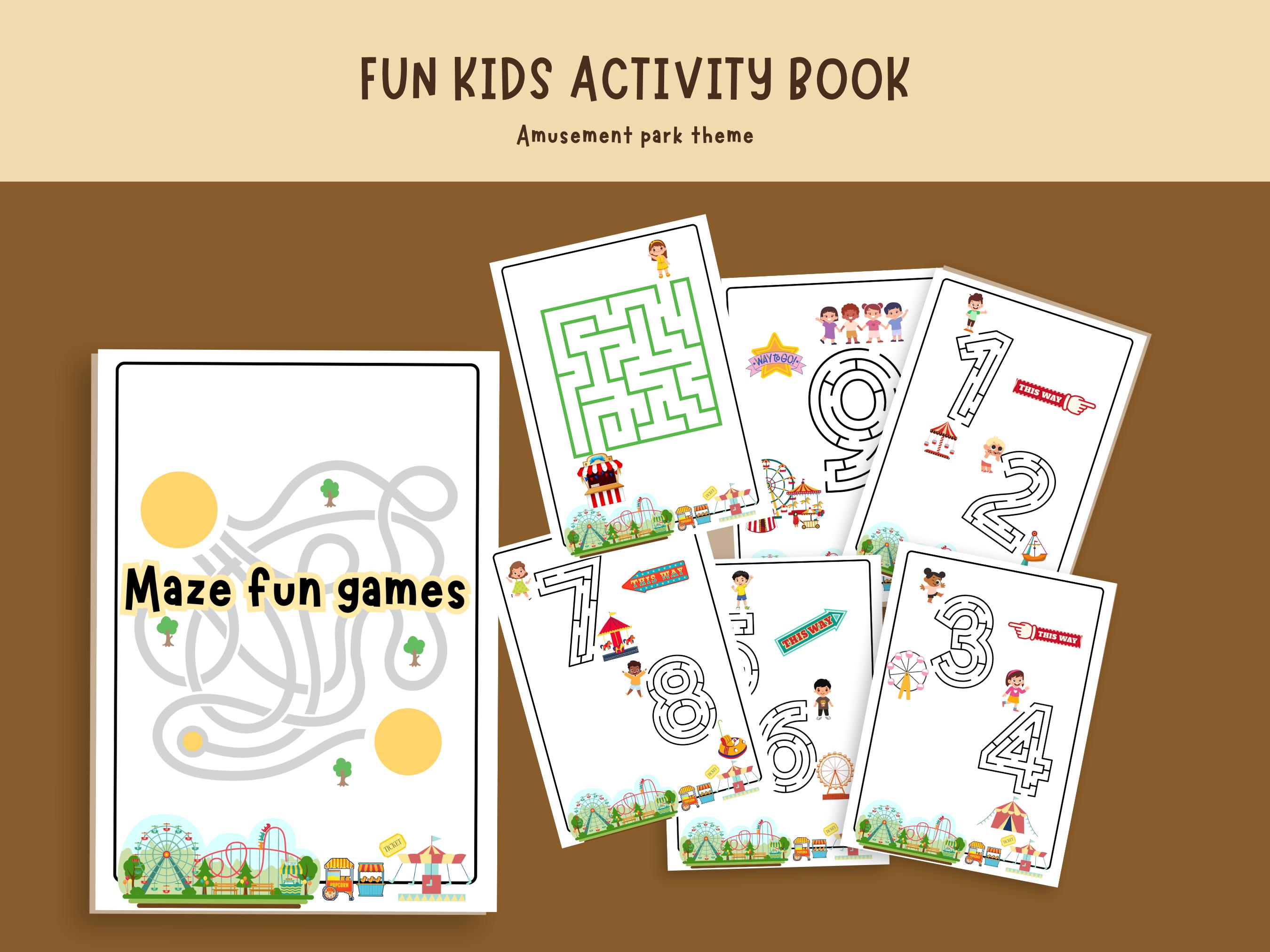 Bundle Printable Digital Product- Kids Fun Activity Book Amusement Park ...