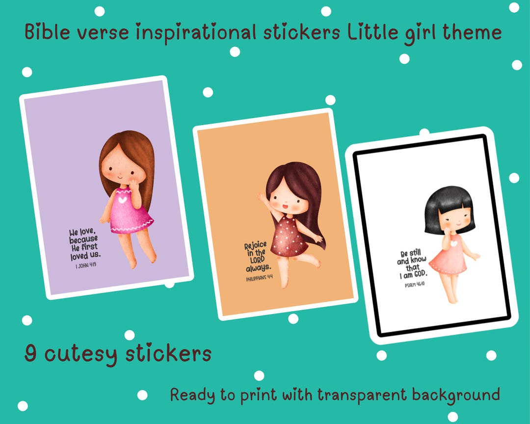 Bible Verse Printable Stickers Little Girl Theme 9 Cute Printable Kids ...