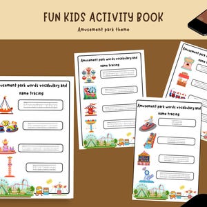 Bundle Printable Digital Product- Kids Fun Activity Book Amusement Park ...