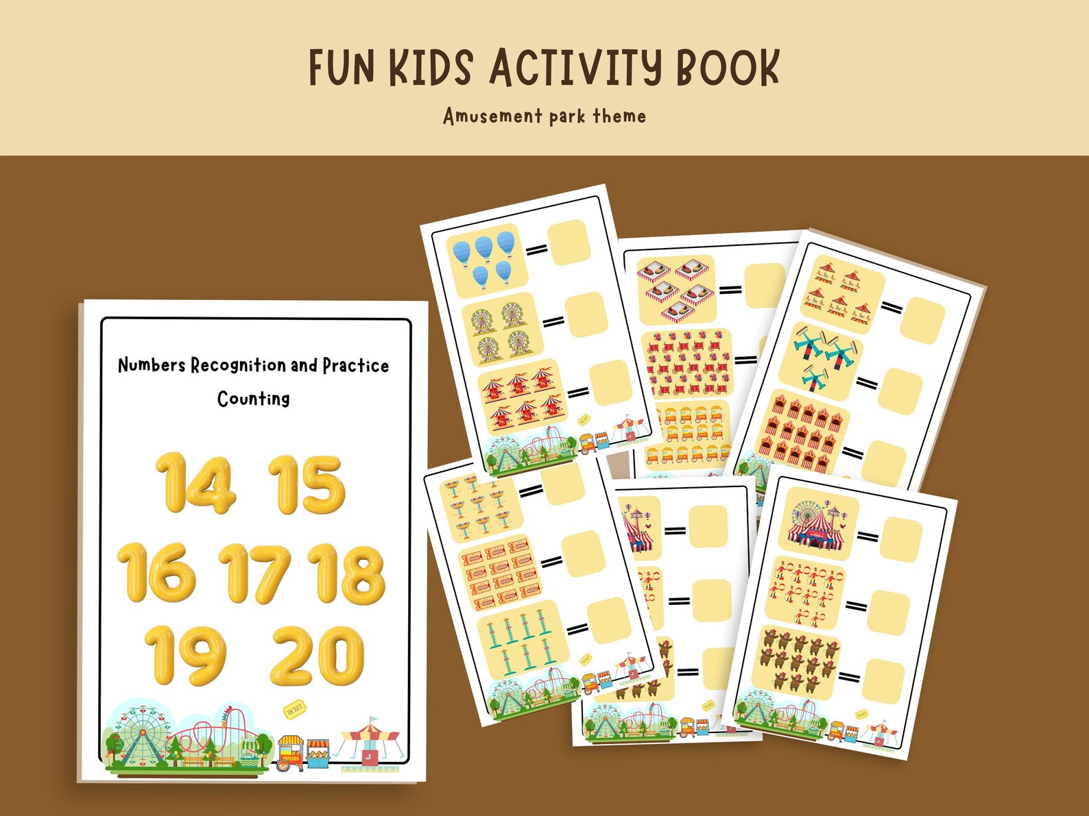 Bundle Printable Digital Product- Kids Fun Activity Book Amusement Park ...