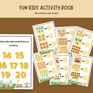 Bundle Printable Digital Product- Kids Fun Activity Book Amusement Park ...