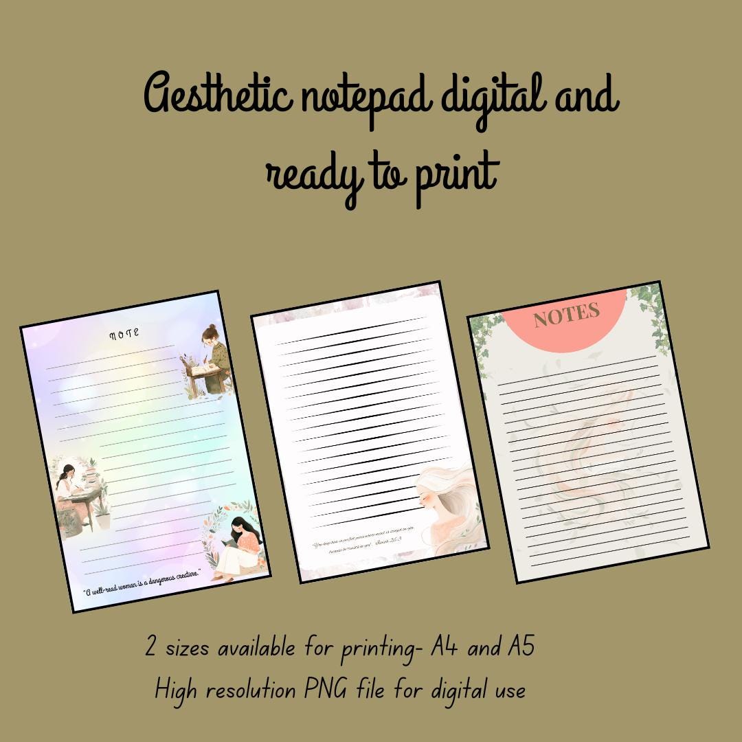 Aesthetics Digital and Ready to Print Notepad/ Floral Notepad ...