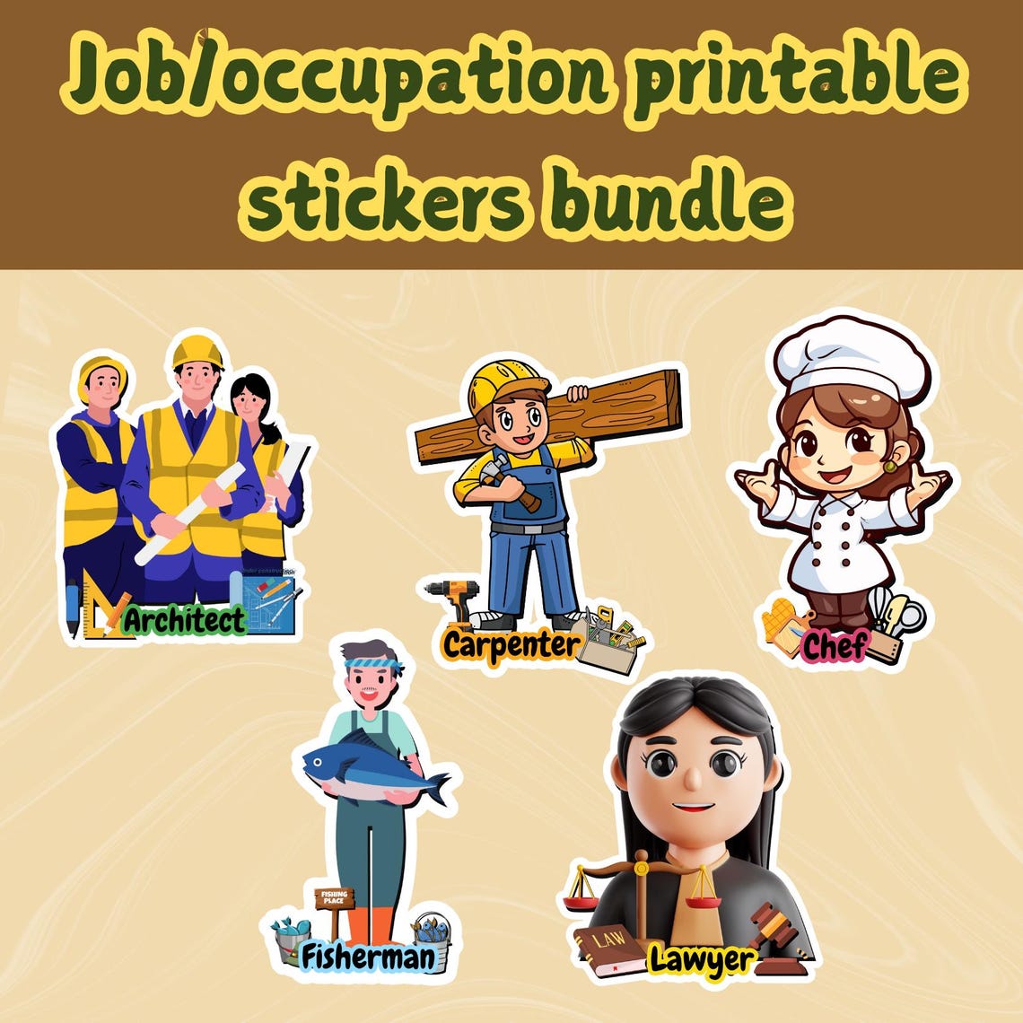 Occupation Printable Stickers for Kids/ Digital Printable Stickers ...