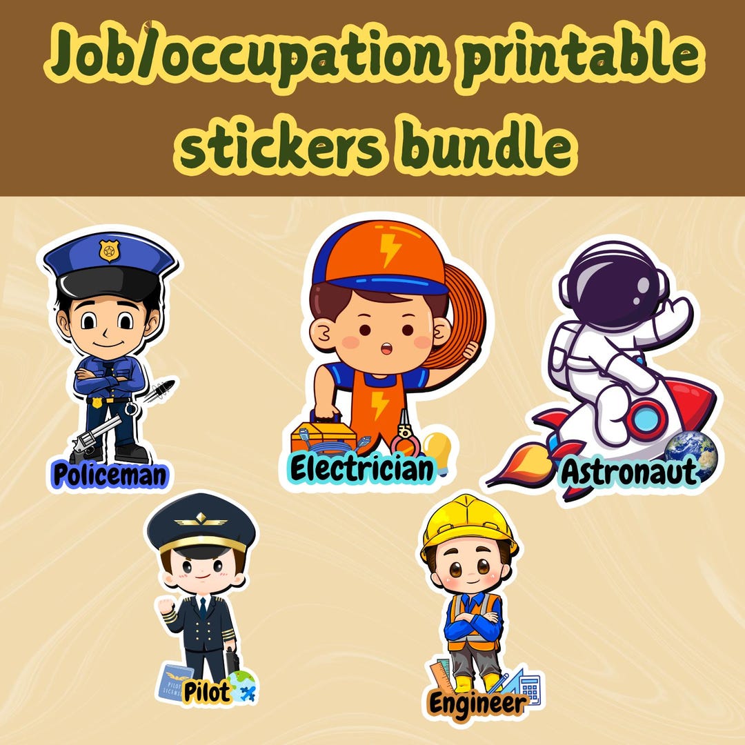 Occupation Printable Stickers for Kids/ Digital Printable Stickers ...
