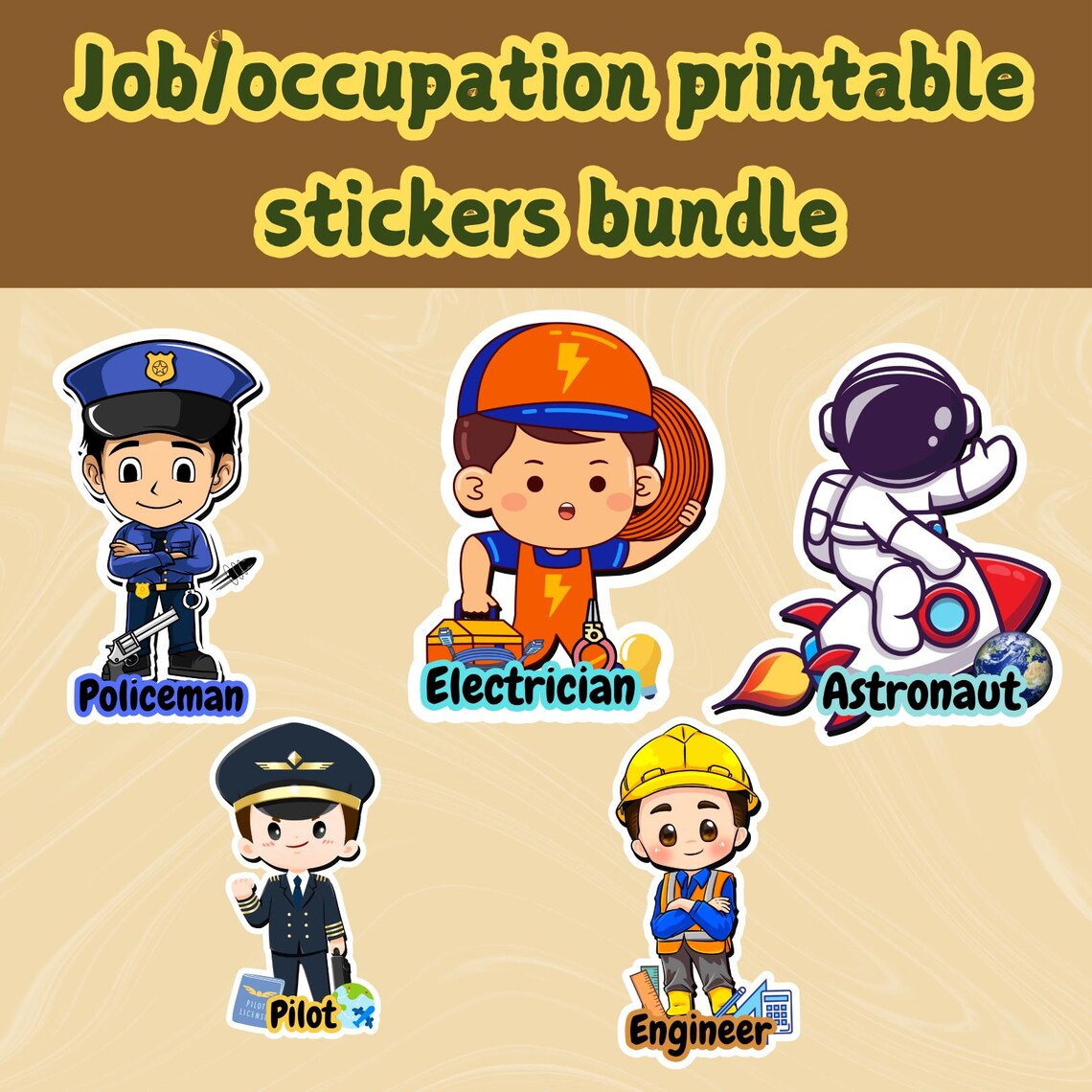 Occupation Printable Stickers for Kids/ Digital Printable Stickers ...