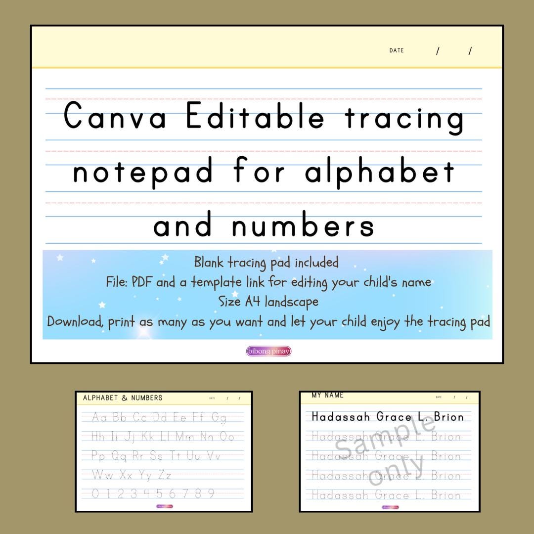 Little Learners Practice Tracing Notepad on Child's Name, Alphabet and ...