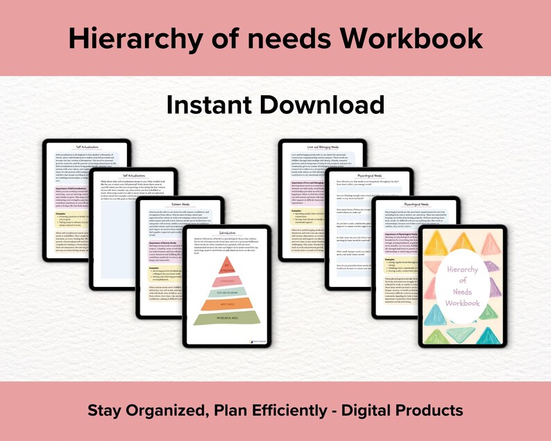 Maslow's Hierarchy of Needs Workbook: Self-care & Therapy Tool (digital ...