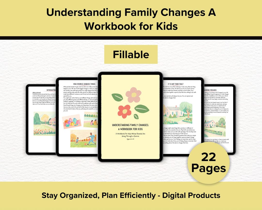 Understanding Family Changes Workbook for Kids | Digital Download Child ...