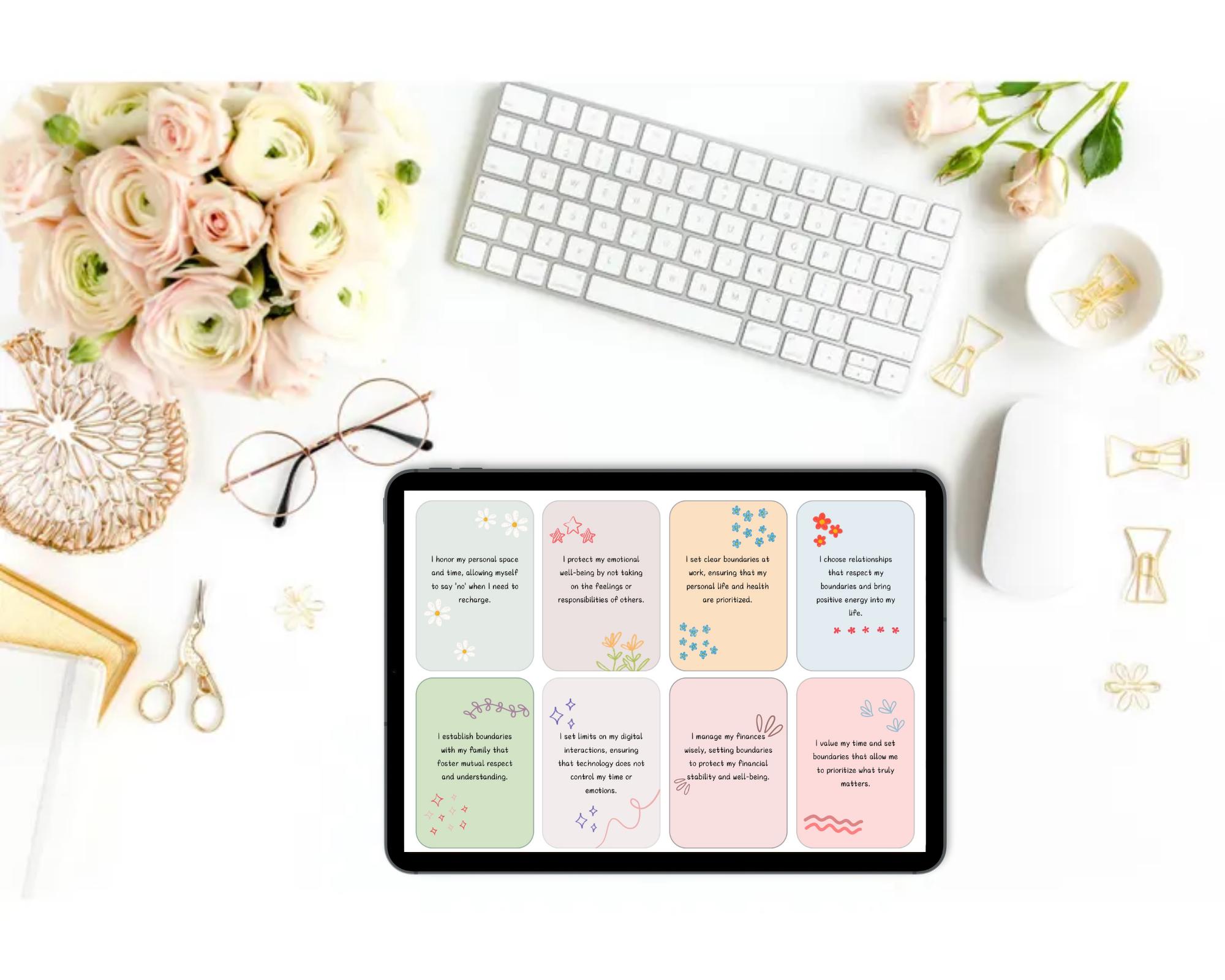 Healthy Boundaries Flashcards Set, Printable Affirmations Deck, Instant ...