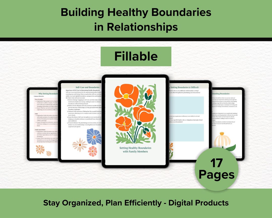 Setting Healthy Boundaries, Family Boundaries, Self Care Workbook ...