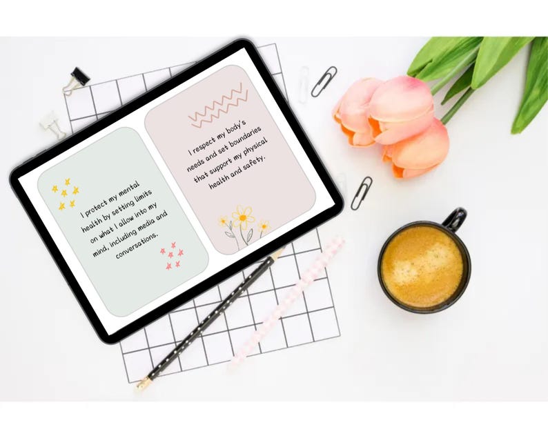 Healthy Boundaries Flashcards Set, Printable Affirmations Deck, Instant ...