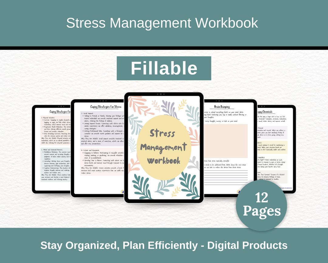 Stress Management Workbook | Digital Download Therapy Worksheets ...