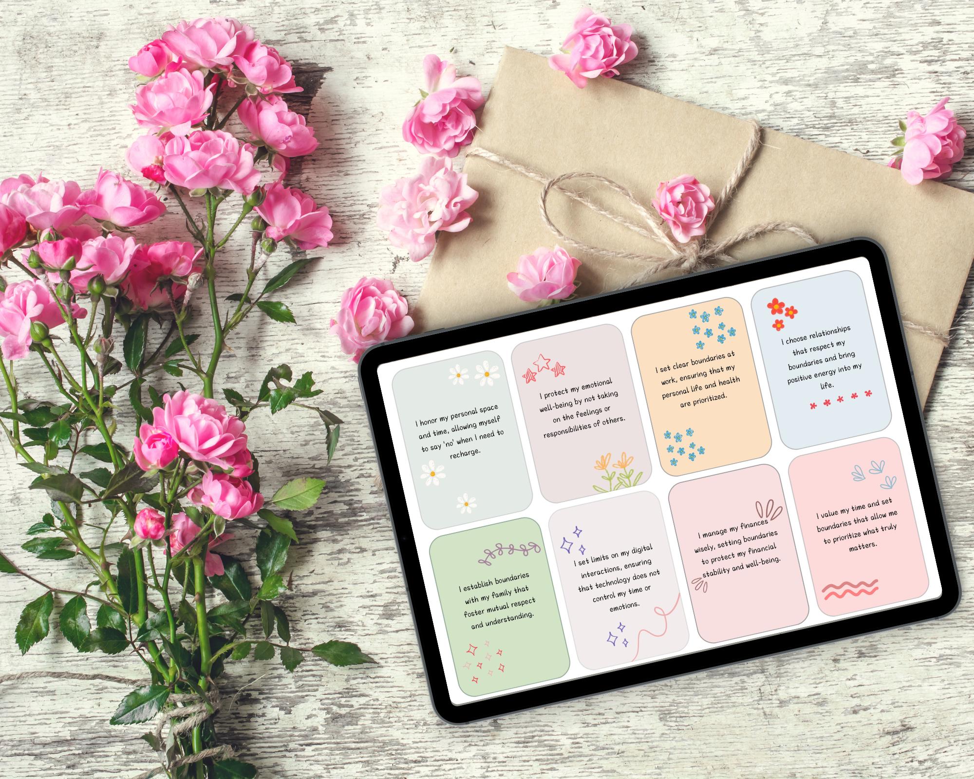 Healthy Boundaries Flashcards Set, Printable Affirmations Deck, Instant ...