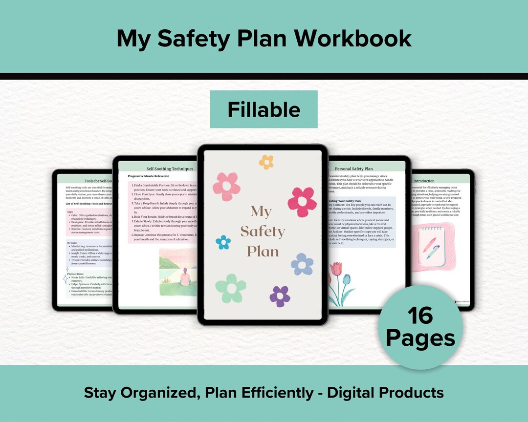 My Safety Plan Workbook, Digital Download Mental Health Care Plan ...