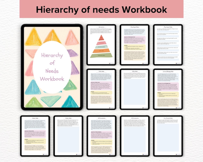 Maslow's Hierarchy of Needs Workbook: Self-care & Therapy Tool (digital ...