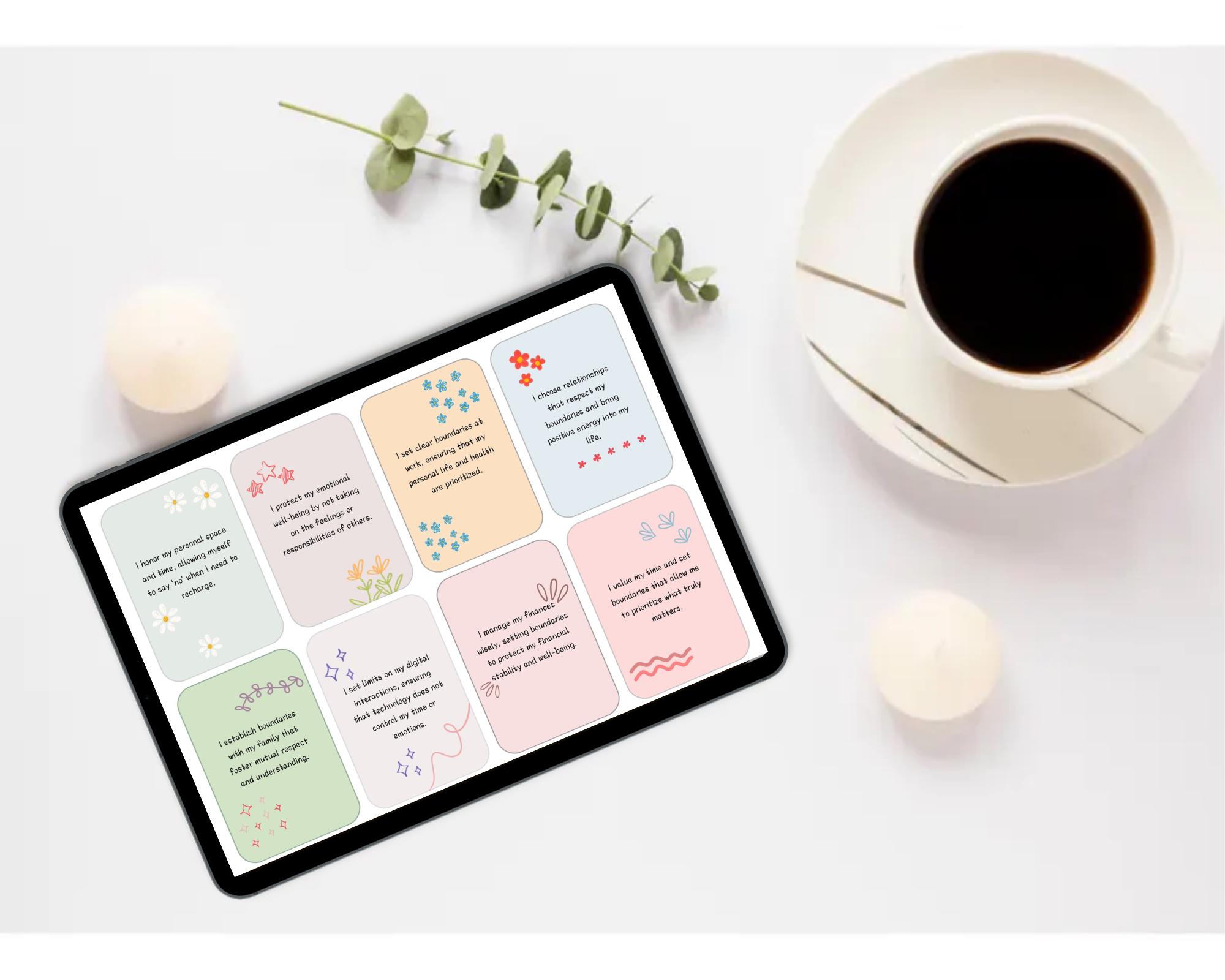 Healthy Boundaries Flashcards Set, Printable Affirmations Deck, Instant ...