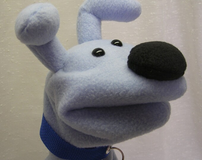 Lucky - The Alarmingly Wondrous light blue dog hand puppet (moving ...