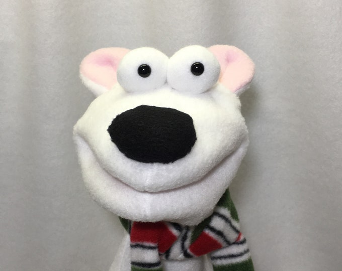 Pauly the Polar Bear Hand Puppet With Removeable Scarf (moving Mouth ...