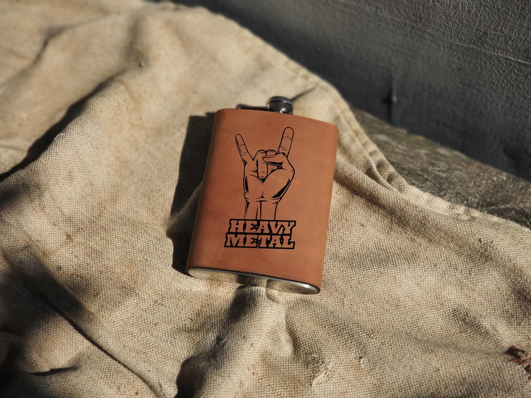 Personalized Leather Flask: Heavy Metal Rocker Gift - Etsy