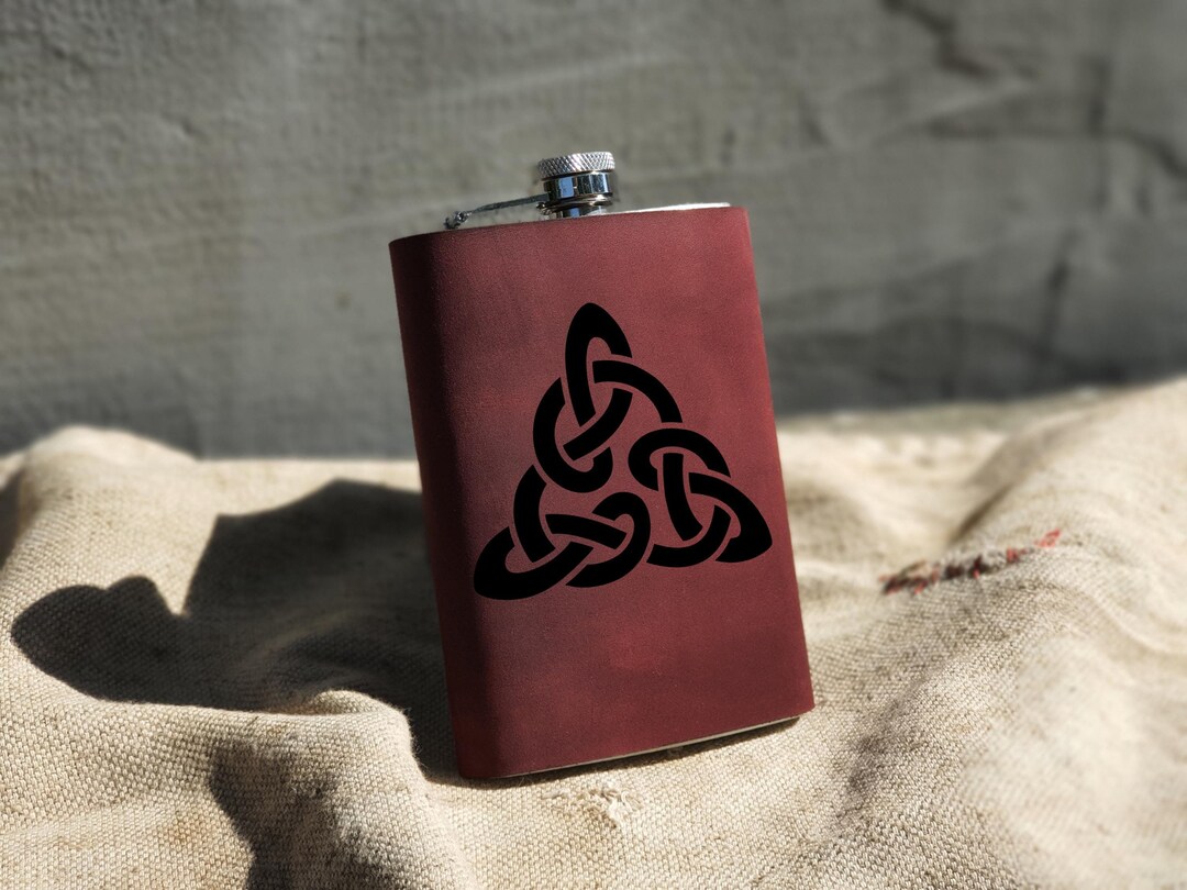 Celtic Viking Rune Trinity Knot Leather Custom Monogram Hip Steel 9 Oz ...