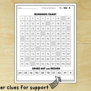 Morning Math 100s Chart Missing Numbers 1 to 100 Activities ...