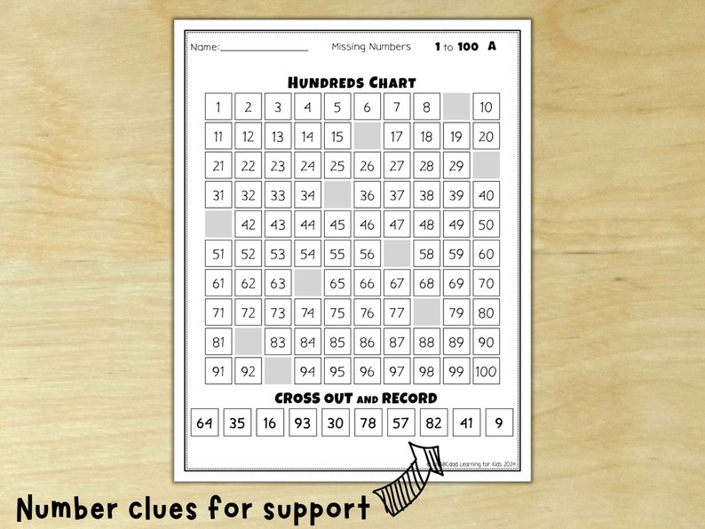 Morning Math 100s Chart Missing Numbers 1 to 100 Activities ...
