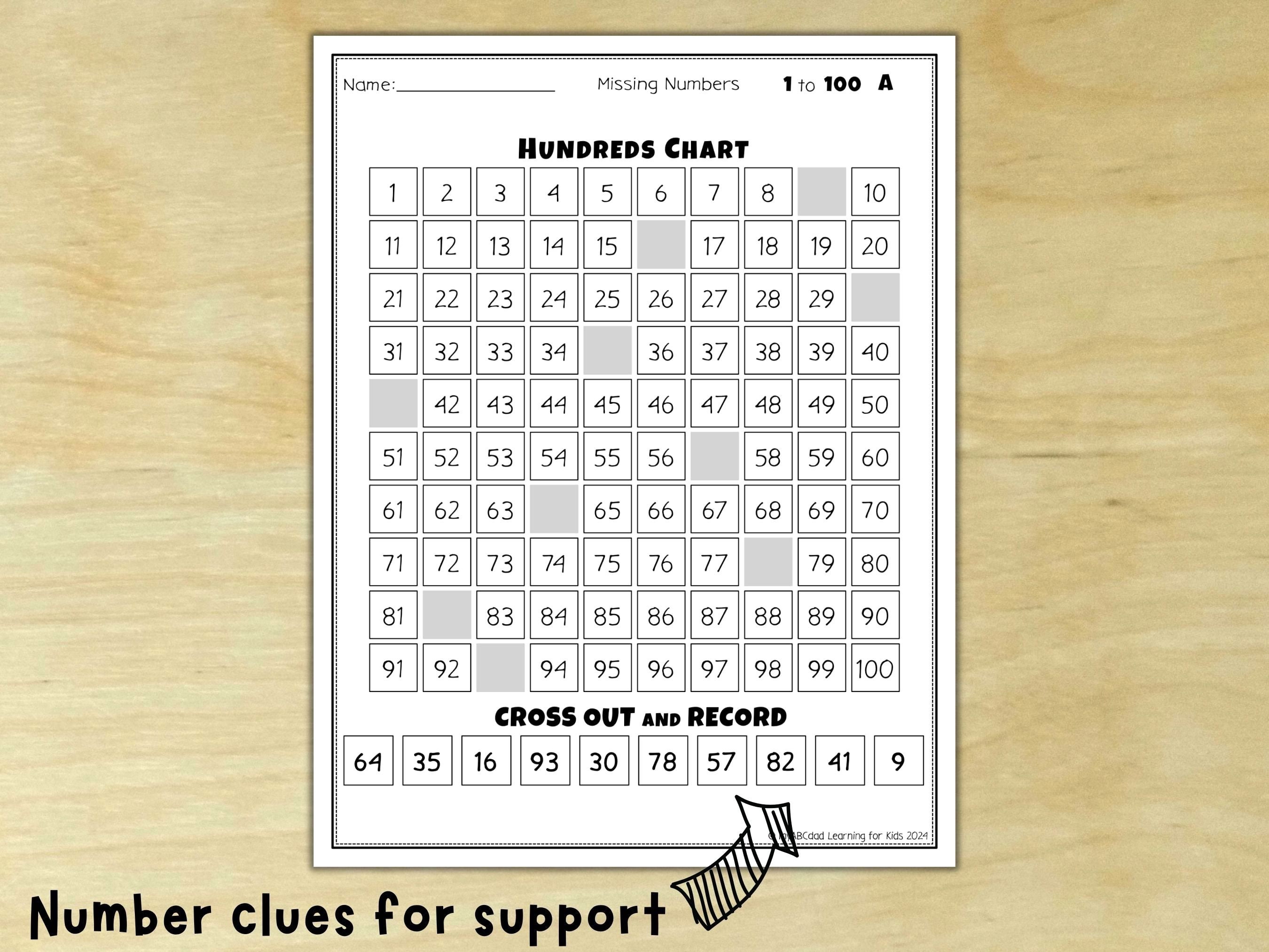 Morning Math 100s Chart Missing Numbers 1 to 100 Activities ...