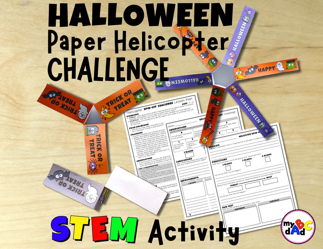 Halloween Paper Helicopter STEM Activity Challenge Fun Science STEM ...