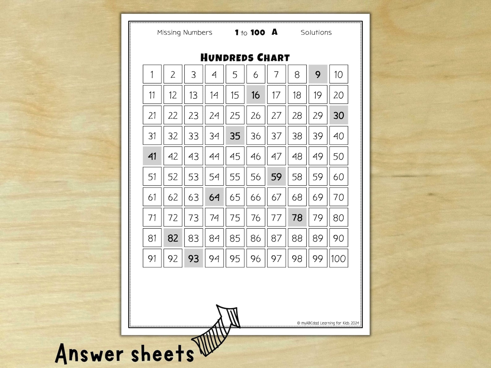 Morning Math 100s Chart Missing Numbers 1 to 100 Activities ...